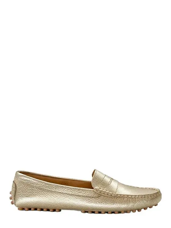 MENINA STEP Leather Driving Moccasins - Metallic