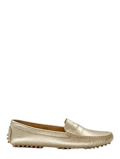 MENINA STEP Leather Driving Loafer - Metallic