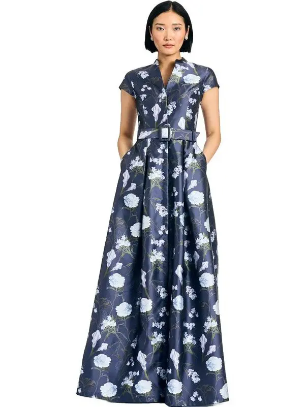 Sachin & Babi Marta Glacial Bouquet Gown - Floral