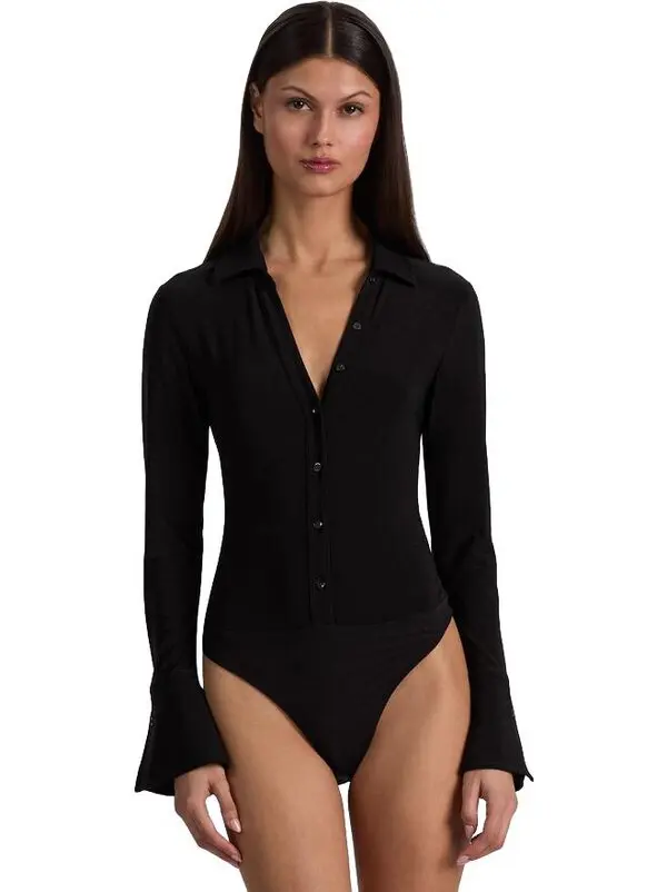 Alice + Olivia Freya Button Down Bodysuit - Black