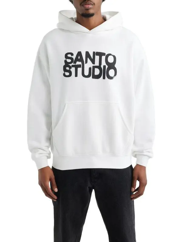 SANTO STUDIO Graphic Cotton Hoodie - White