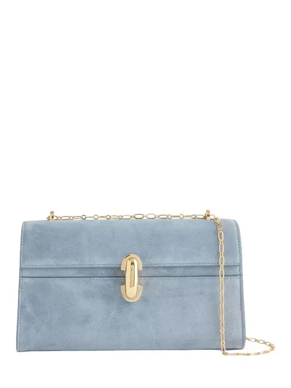 Savette Chain Symmetry Pochette Suede Shoulder Bag - Denim