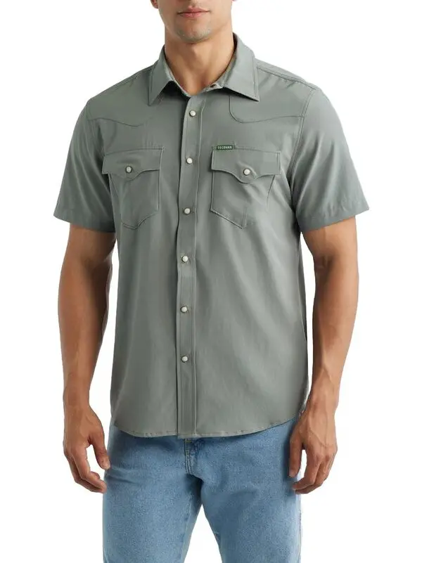 Tecovas Performance Western Short Sleeve Button-up Shirt - Cactus