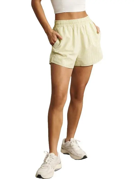 RHONE Saltair Pleated Shorts - Citron Seersucker