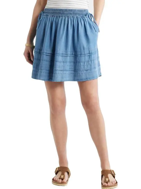 Caslon Chambray Tiered Miniskirt - Medium Wash