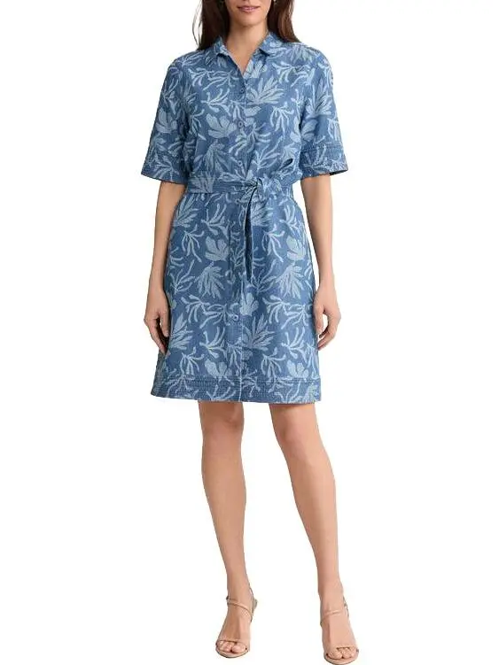 Jones New York Printed Denim Shirt Dress - Libra Wash