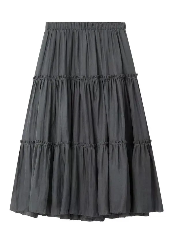 TOUT A COUP Tiered Midi Skirt - Grey