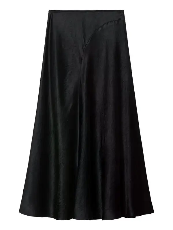 B+AB Textured A-line Midi Skirt - Black