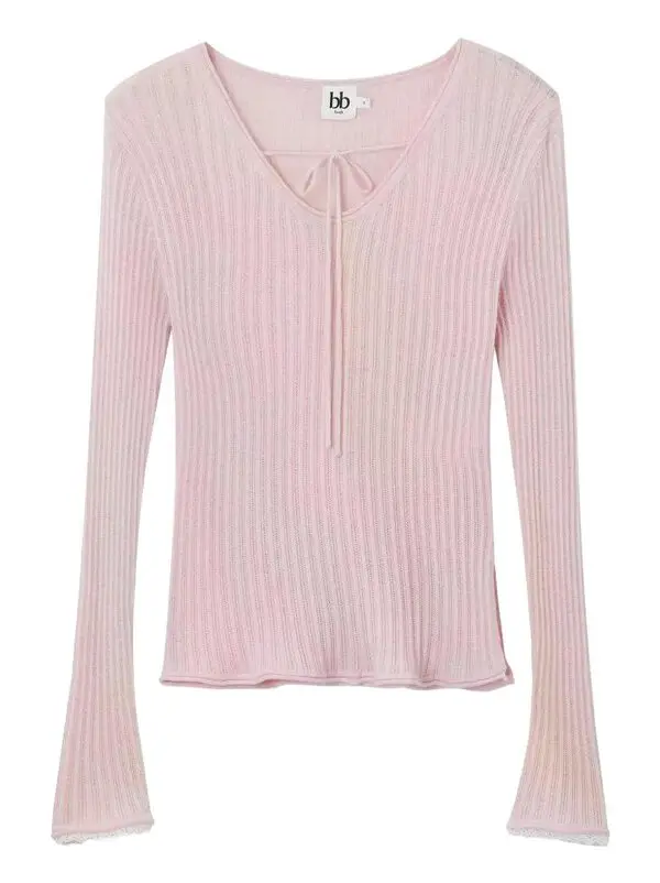 B+AB Tie Ribbed Top - Pink