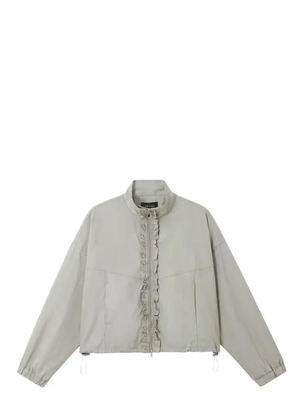 TOUT A COUP Ruffled-trim Zip-up Bomber Jacket - Grey
