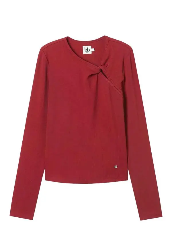 B+AB Knotted Long-sleeve Top - Red
