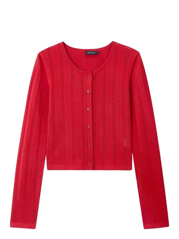 TOUT A COUP Open-knit Buttoned Cardigan - Red