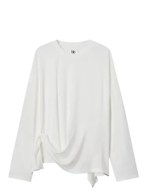 B+AB Asymmetric Knot Top - White