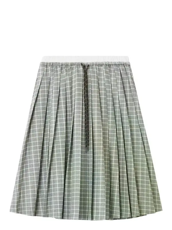 TOUT A COUP Plaid Pleated Midi Skirt - Grey