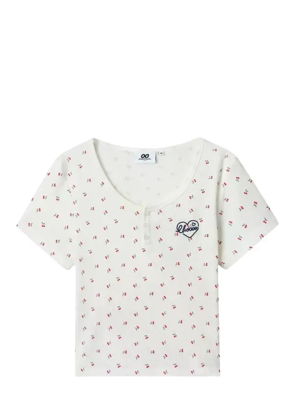 CHOCOOLATE Floral Print T-shirt With Embroidered Detail - White