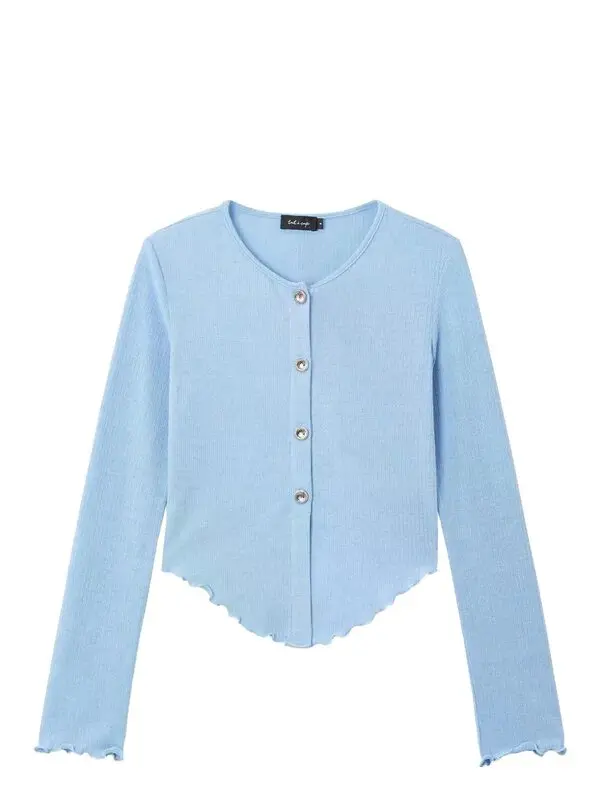 TOUT A COUP Ribbed Knit Cardigan - Blue