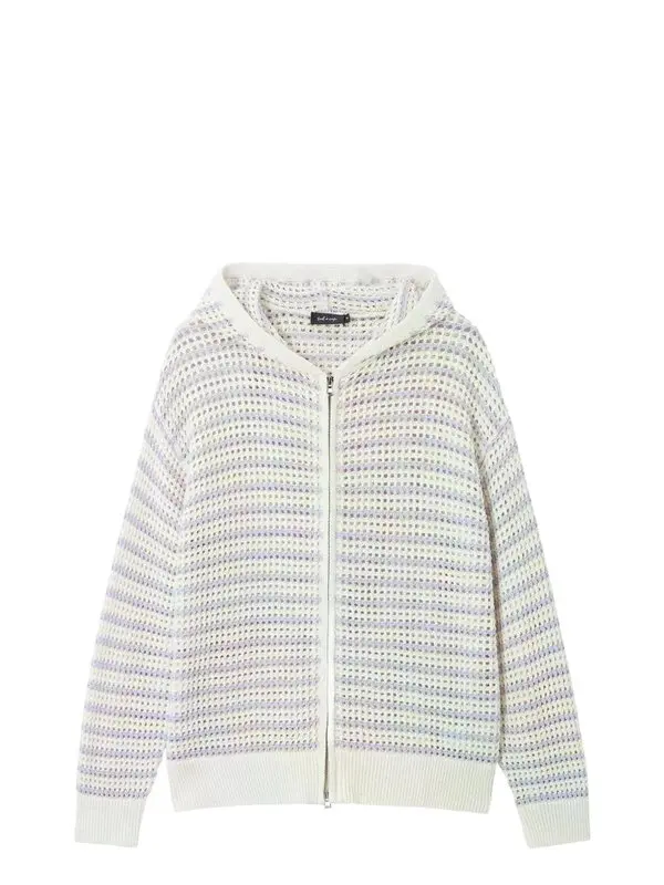 TOUT A COUP Striped Knit Hoodie - White