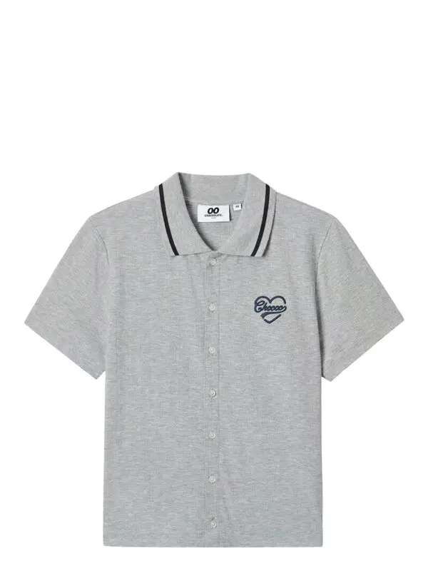 CHOCOOLATE Logo-embroidered Ribbed Shirt - Grey