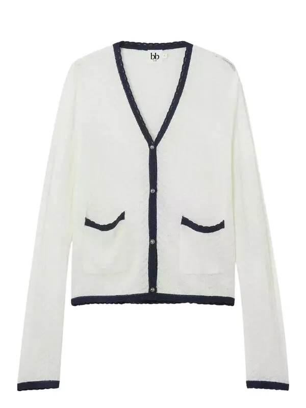 B+AB V-neck Button-front Cardigan - White