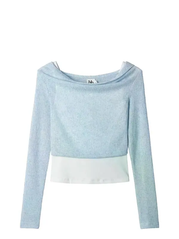 B+AB Hooded Long-sleeve Top - Blue