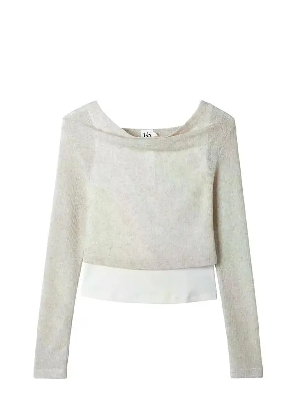 B+AB Draped Hooded Top - Neutrals