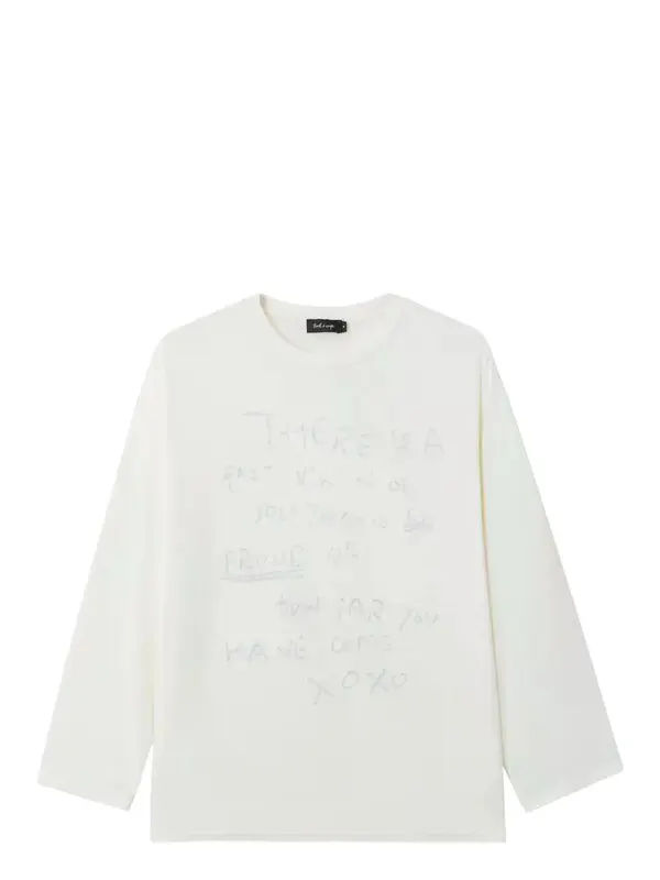 TOUT A COUP Long-sleeve Graphic-print T-shirt - Neutrals