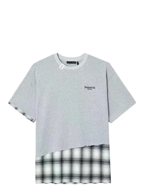 FIVE CM Check-panel T-shirt - Grey