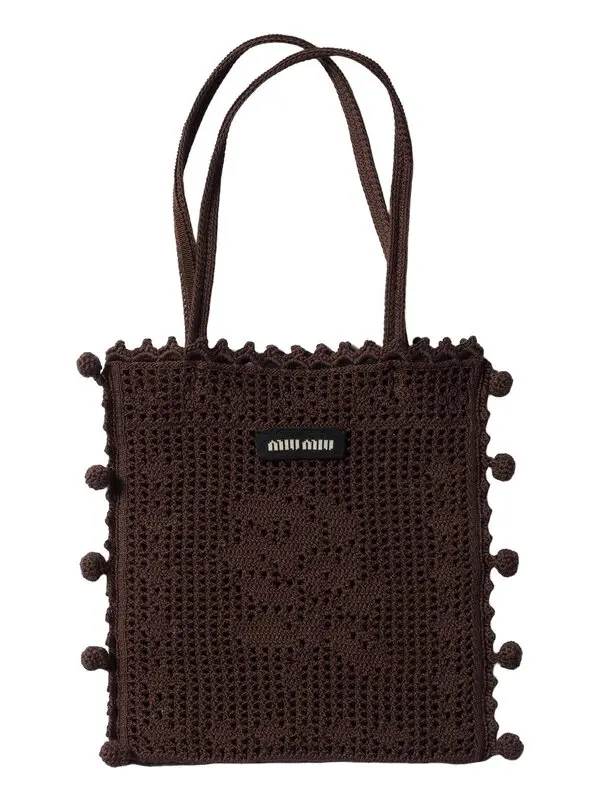 Miu Miu Cotton Crochet Handbag - Cocoa Brown