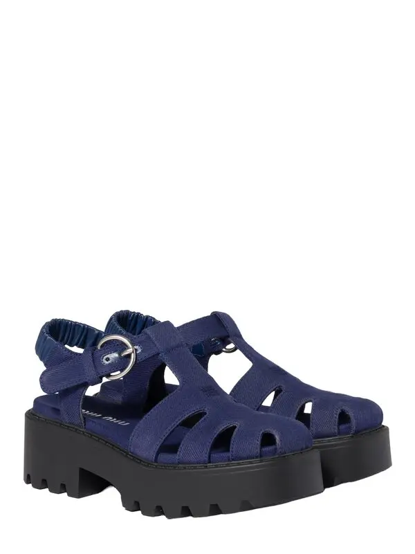 Miu Miu Gabardine Sandals - Ink Blue