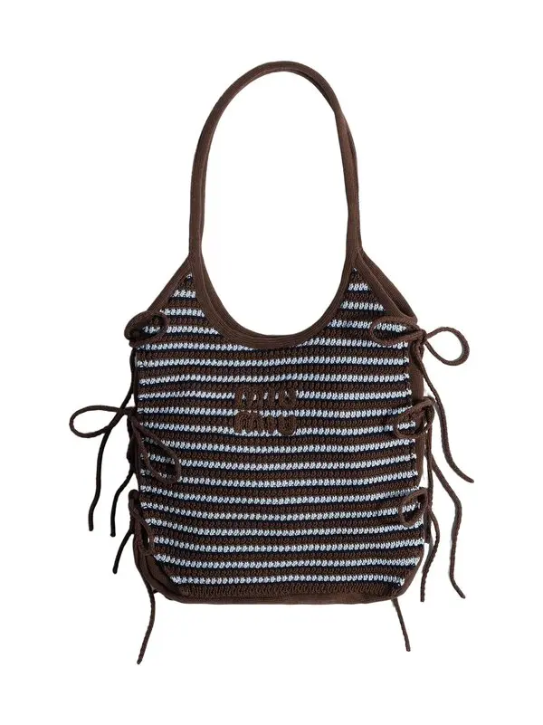 Miu Miu Ivy Crochet Bag - Cocoa Brown/celeste