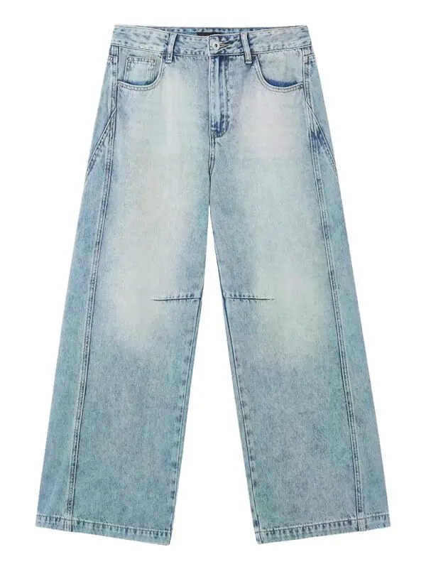 TOUT A COUP Washed-effect Wide-leg Jeans - Blue
