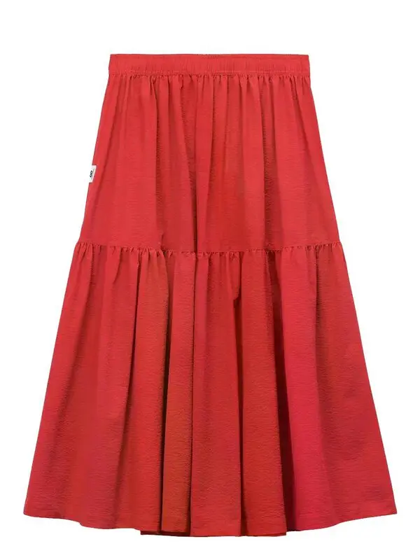 CHOCOOLATE Midi Skirt With Elastic Waistband - Red