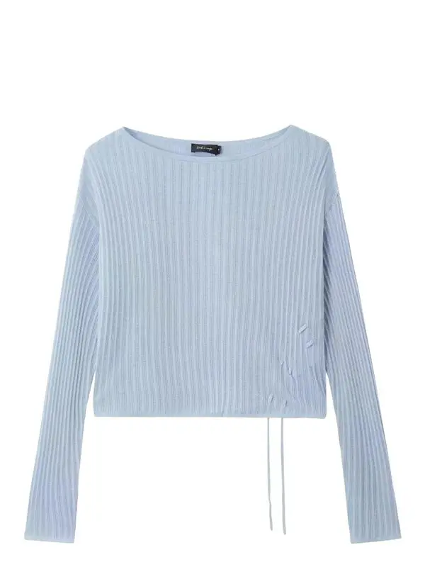 TOUT A COUP Ribbed Boat-neck Sweater - Blue