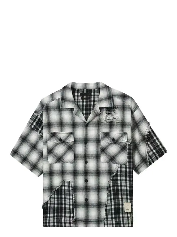 FIVE CM Check Patch Shirt - Black