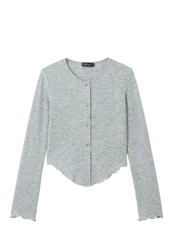 TOUT A COUP Button-front Ruffled-hem Cardigan - Grey