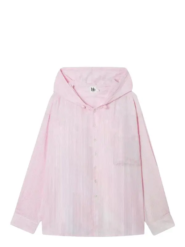 B+AB Hooded Striped Shirt - Pink