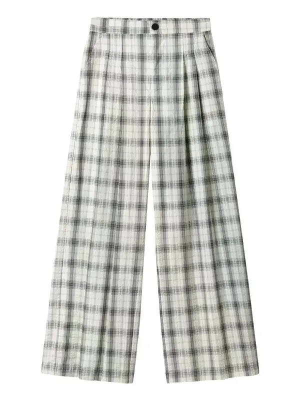 TOUT A COUP Checked Trousers - White