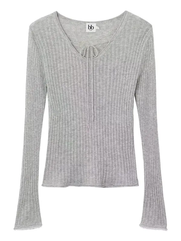 B+AB Ribbed Knit Tie Top - Grey