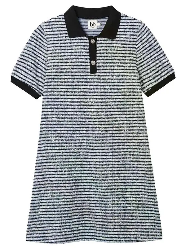 B+AB Striped Polo-collar Dress - Blue