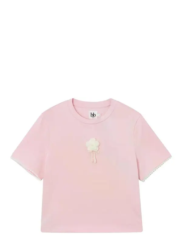 B+AB Floral-appliqué Lace-trim T-shirt - Pink