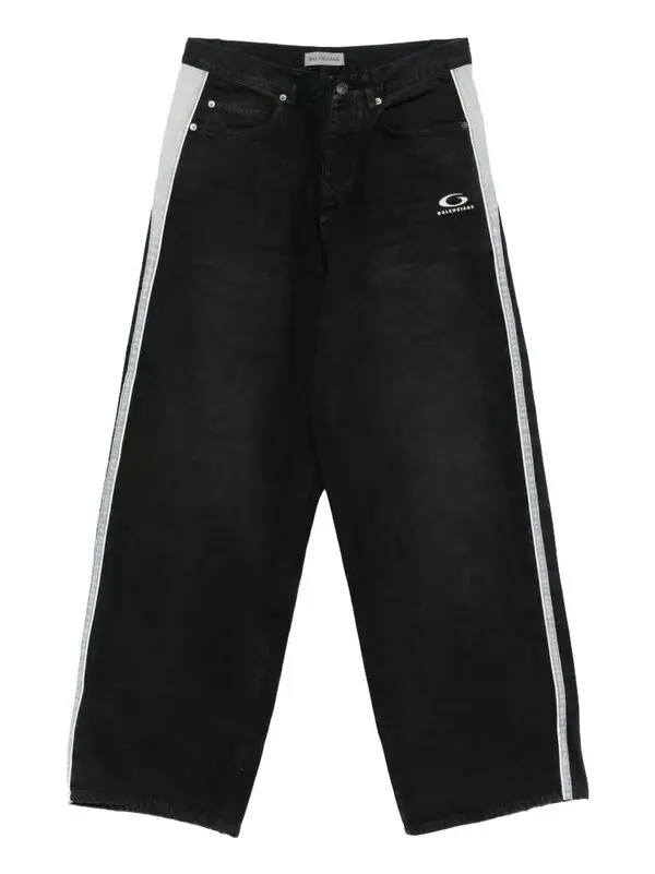 Balenciaga Logo Side-stripe Jeans - Black