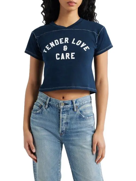 BELLA VENICE Tlc Graphic Crop T-shirt - Navy