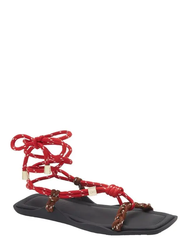 Flowze Lace-up Water Repellent Slide Sandal - Brown/red
