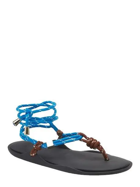 Flowze Lace-up Thong Slide Sandal - Brown/sky Blue