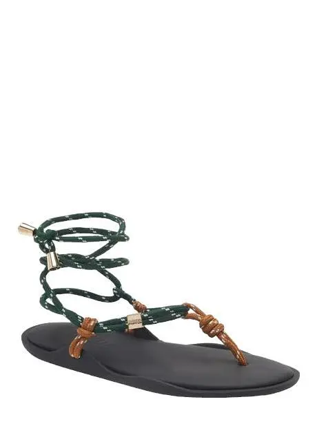 Flowze Lace-up Thong Slide Sandal - Hazelnut/forest Green