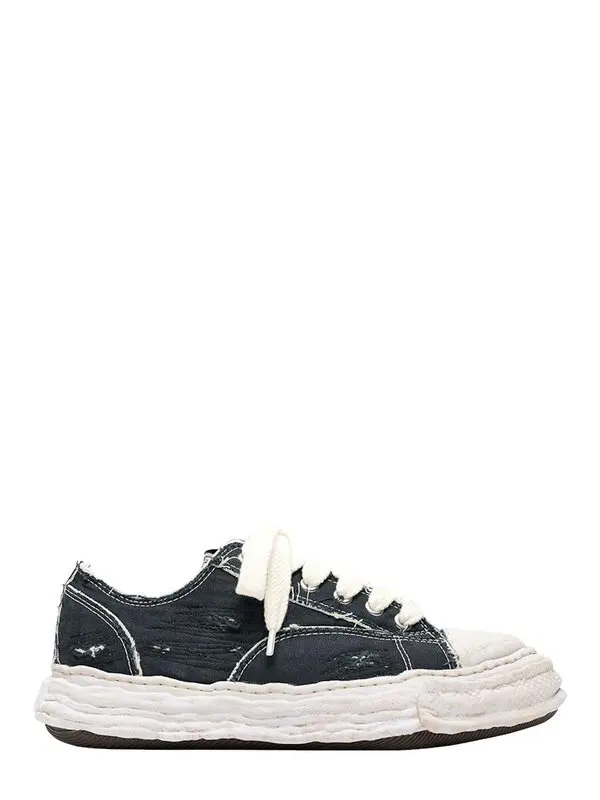 Mihara Yasuhiro Peterson 23 Og Sole Ripped Overdye Canvas Low-top Sneakers - Black/white
