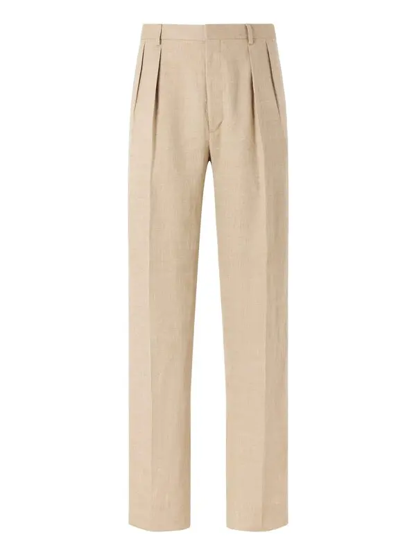 Ralph Lauren Purple Label Straight-leg Pleated Suit Trousers - Beige