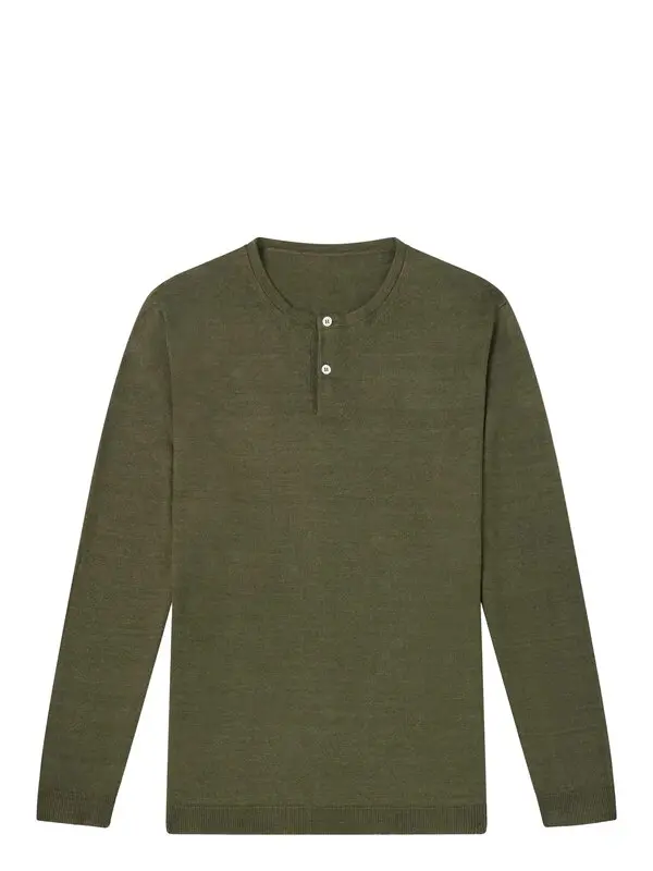 Anderson & Sheppard Linen Henley T-shirt - Green