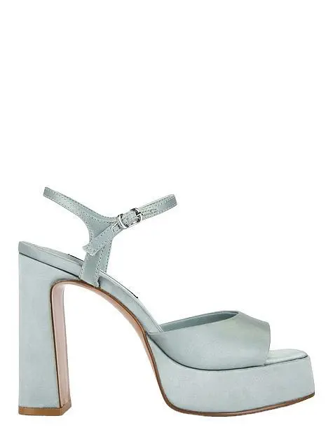 Steve Madden Liandra Platform Heels - Teal Satin