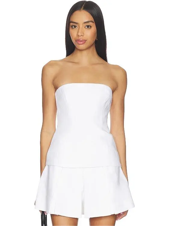 Bardot Helenia Linen Strapless Top - Orchid White